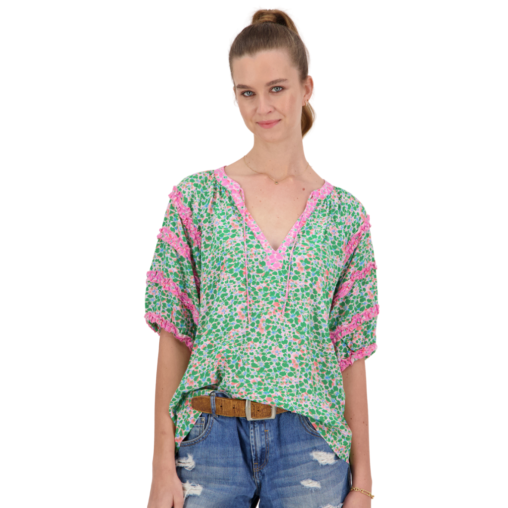 Tia Top - BRANDS : Andersons / Noire - Briarwood S22 Green Floral