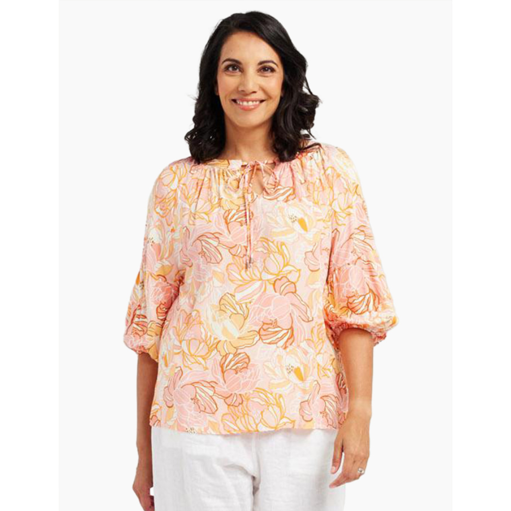 Rose Gathered Sleeve Top - BRANDS : Andersons - Blackstone S24 Apricot ...