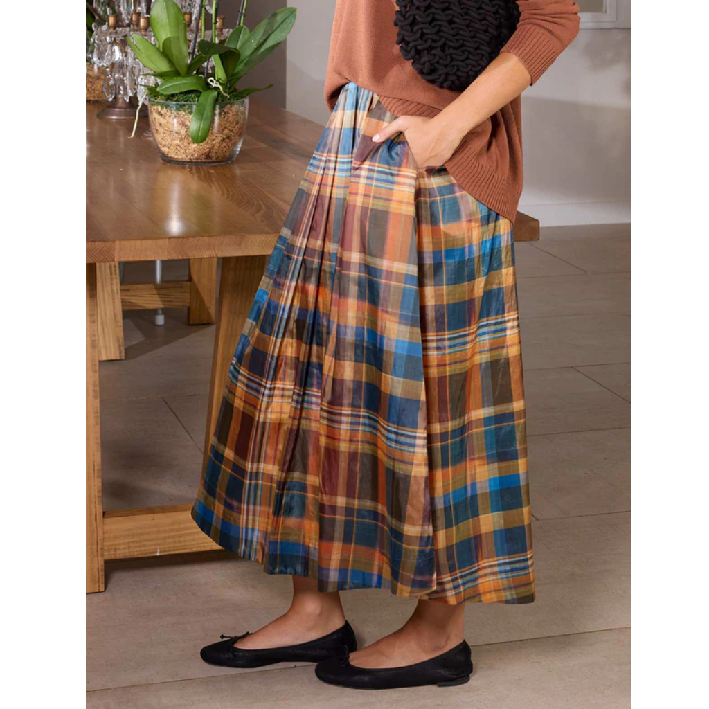 Kimmy Check Skirt - BRANDS : Andersons - Caroline Sills S24 Amber Check